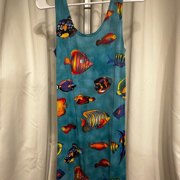 Not Rated | Dresses | Tropical Ocean Blue Fish Stretch Beach Dress ...
